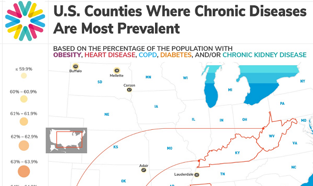 Counties Where Chronic Diseases Are Most Prevalent In The United States Infographic Visualistan