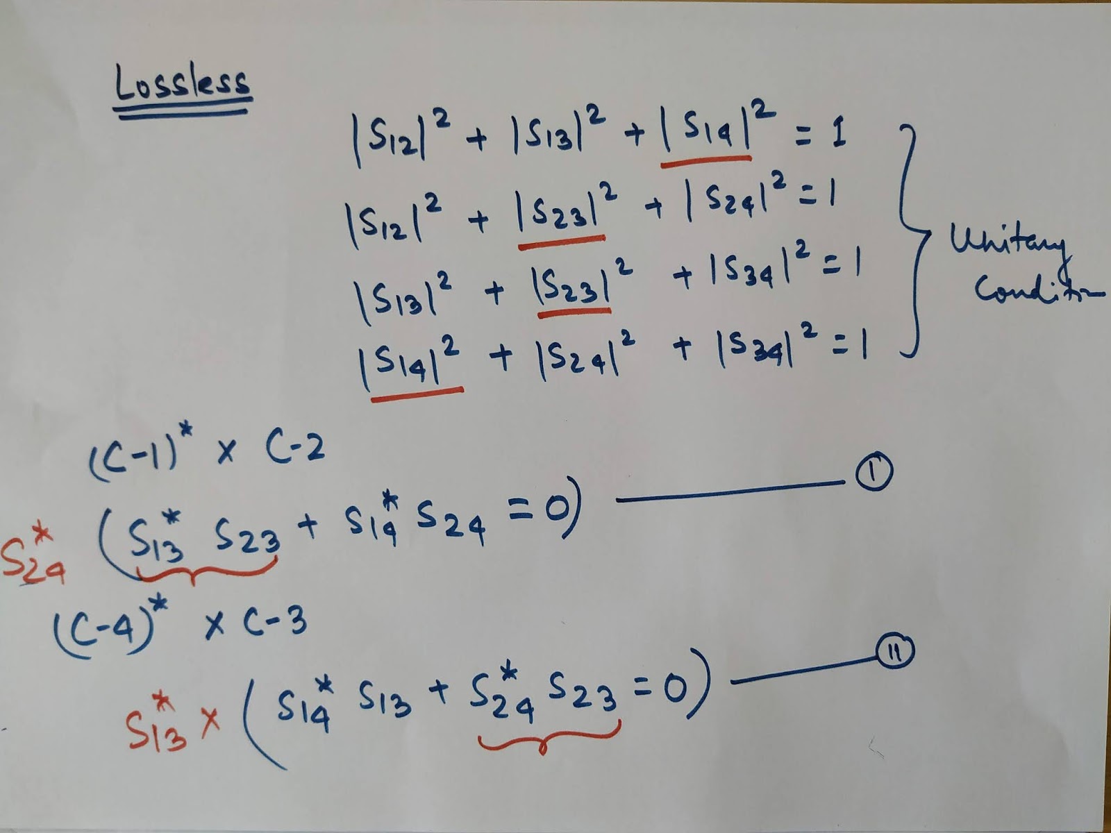 Four port network analysis using S-parameters