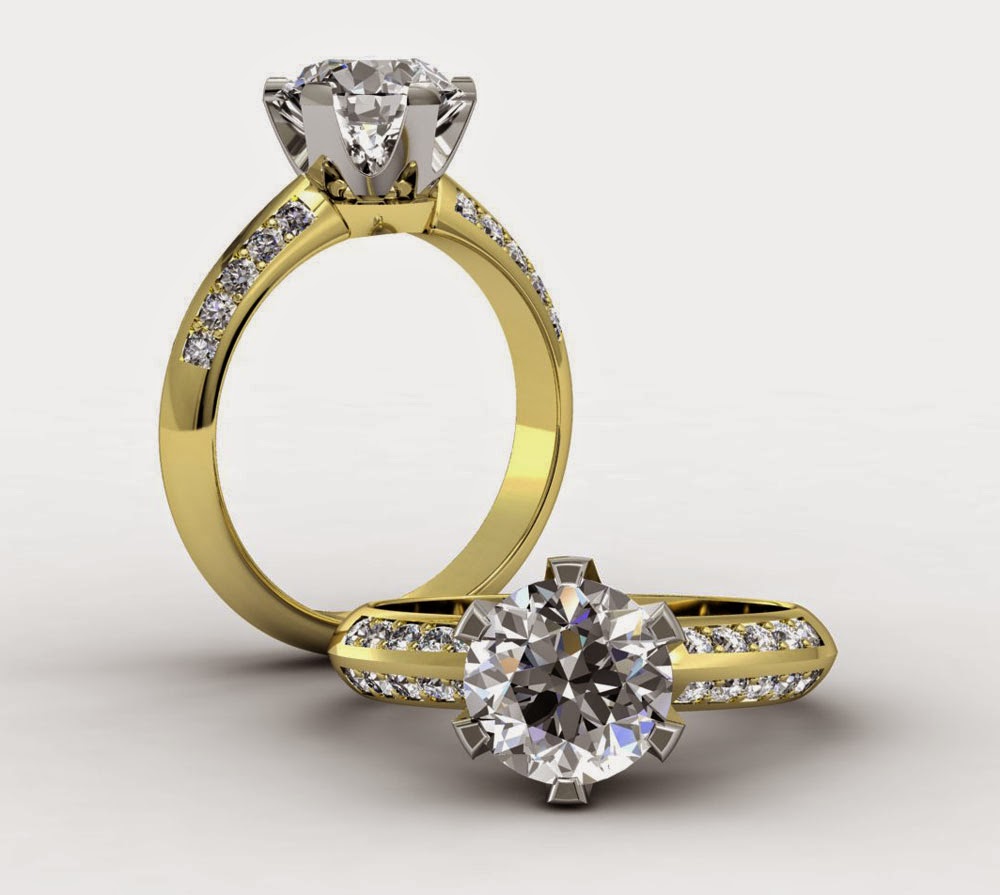Big White Diamond Yellow Gold Wedding Rings Engagement Model