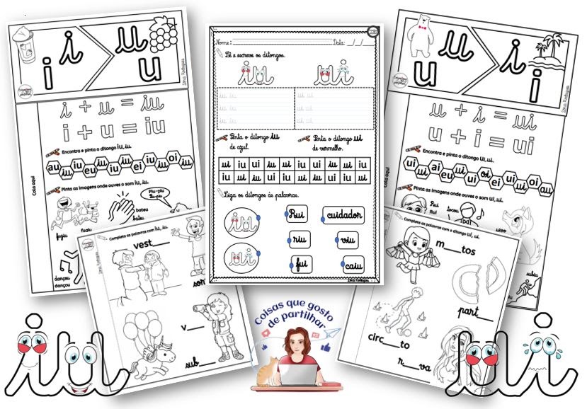 coisas que gosto de partilhar: Ditongos ui e iu - janelas e ficha