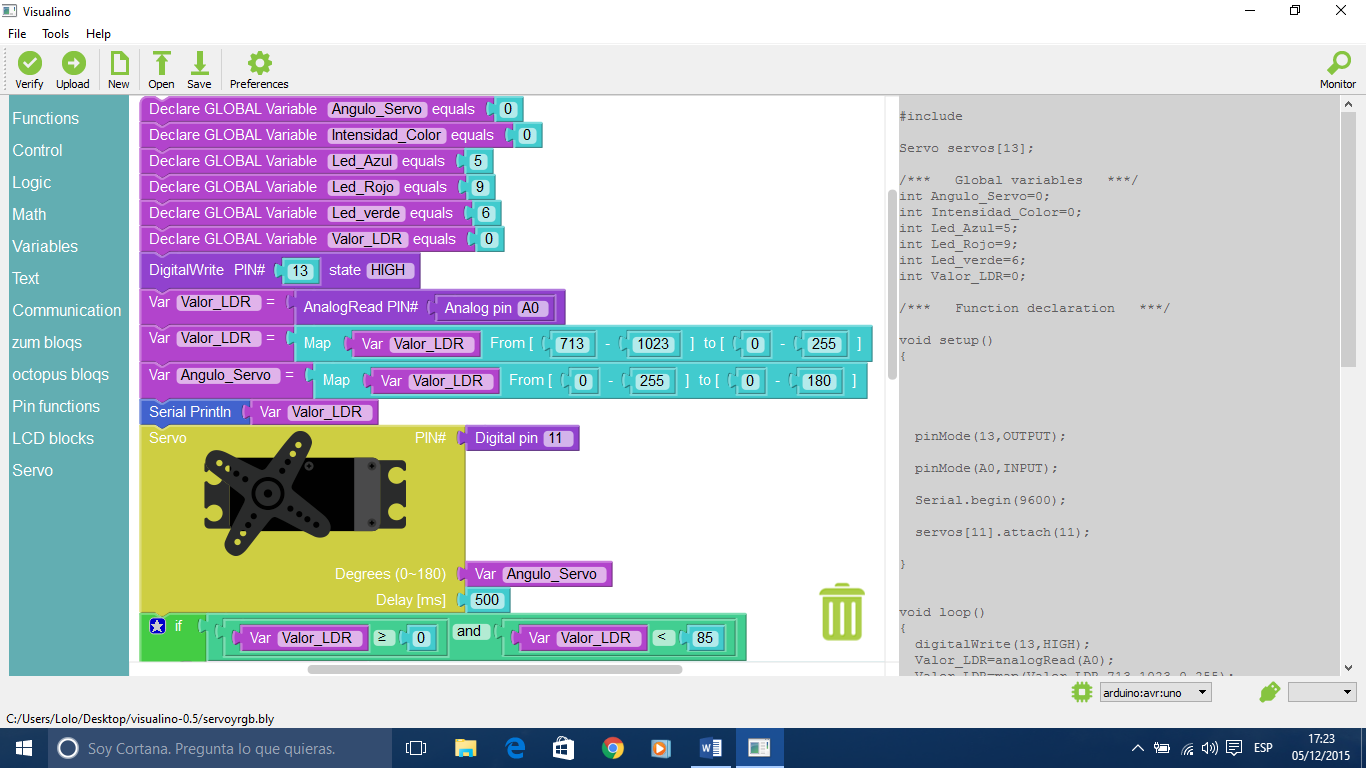 fp Kanarias: Visualino: un entorno de programación visual para Arduino