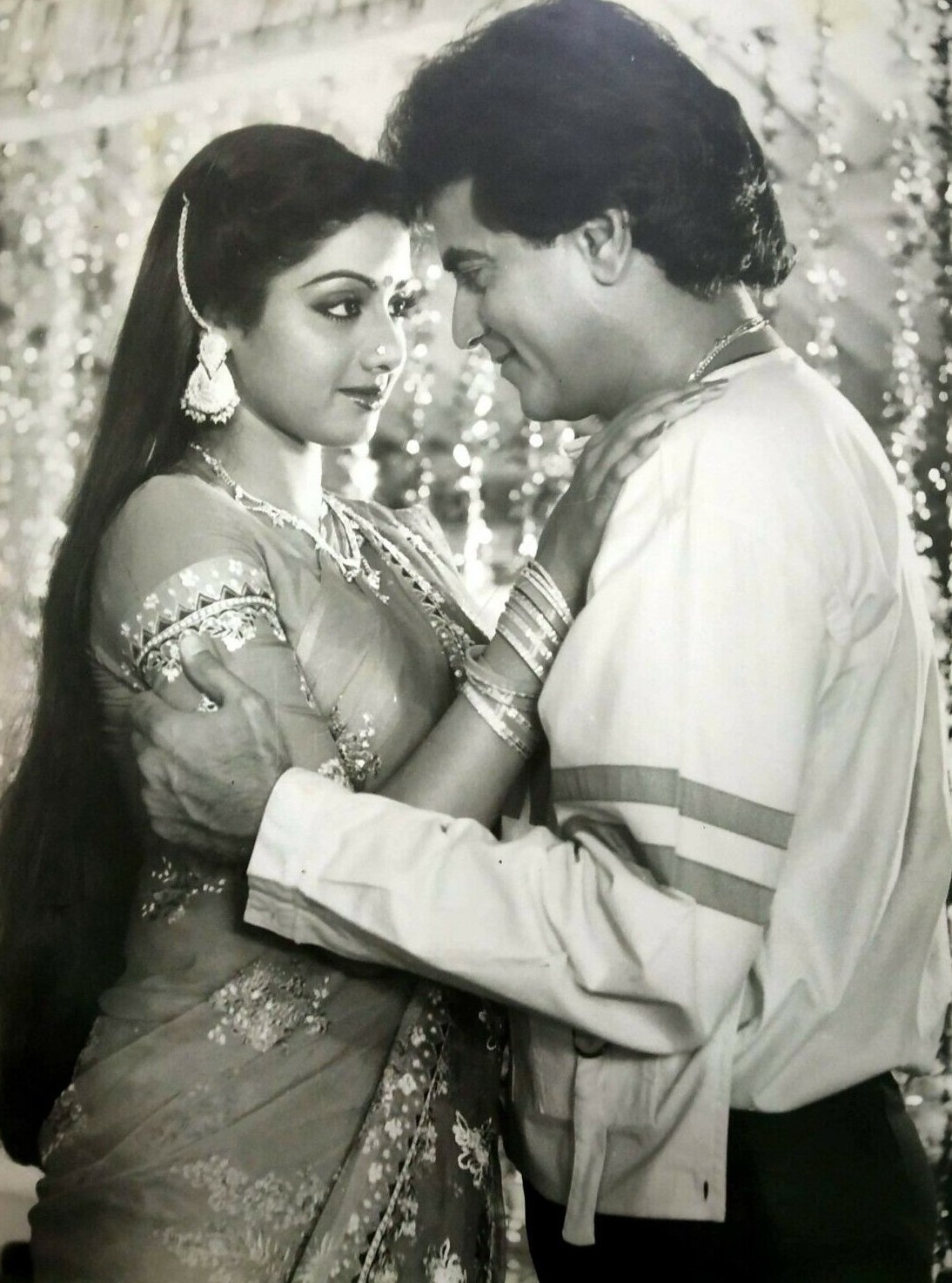 Sridevi: Sridevi with Dilip Kumar and Jeetendra in Dharm Adhikari (1986)