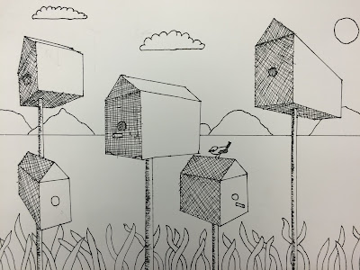 Mrs. Wille's Art Room: Bird houses in 2 point perspective