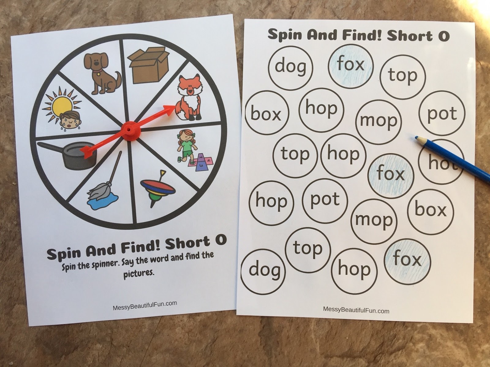 Messy, Beautiful, Fun: Spin And Find CVC Words Printable Pack