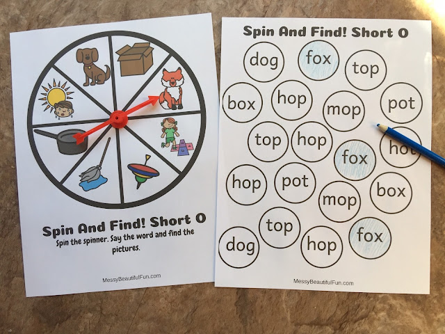 Messy, Beautiful, Fun: Spin And Find CVC Words Printable Pack