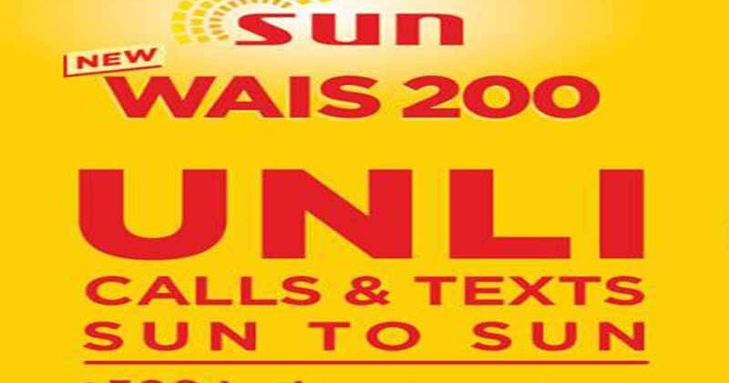 Sun Cellular WAIS 200 – 30 Days Unli Call and Text for 200 Pesos