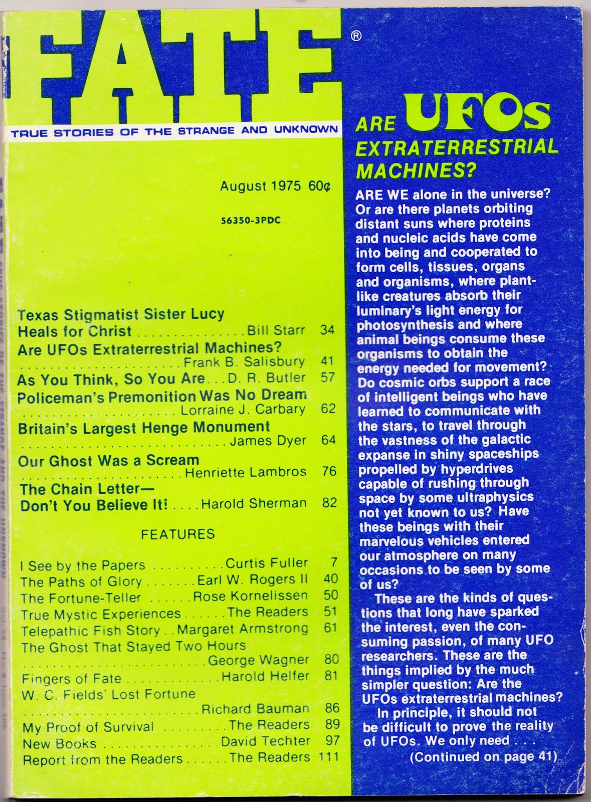 Papergreat: "Fate" classifieds, August 1975