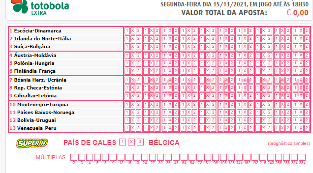 MÚLTIPLAS BASEADAS NO TOTOBOLA: totobola extra 46/2021