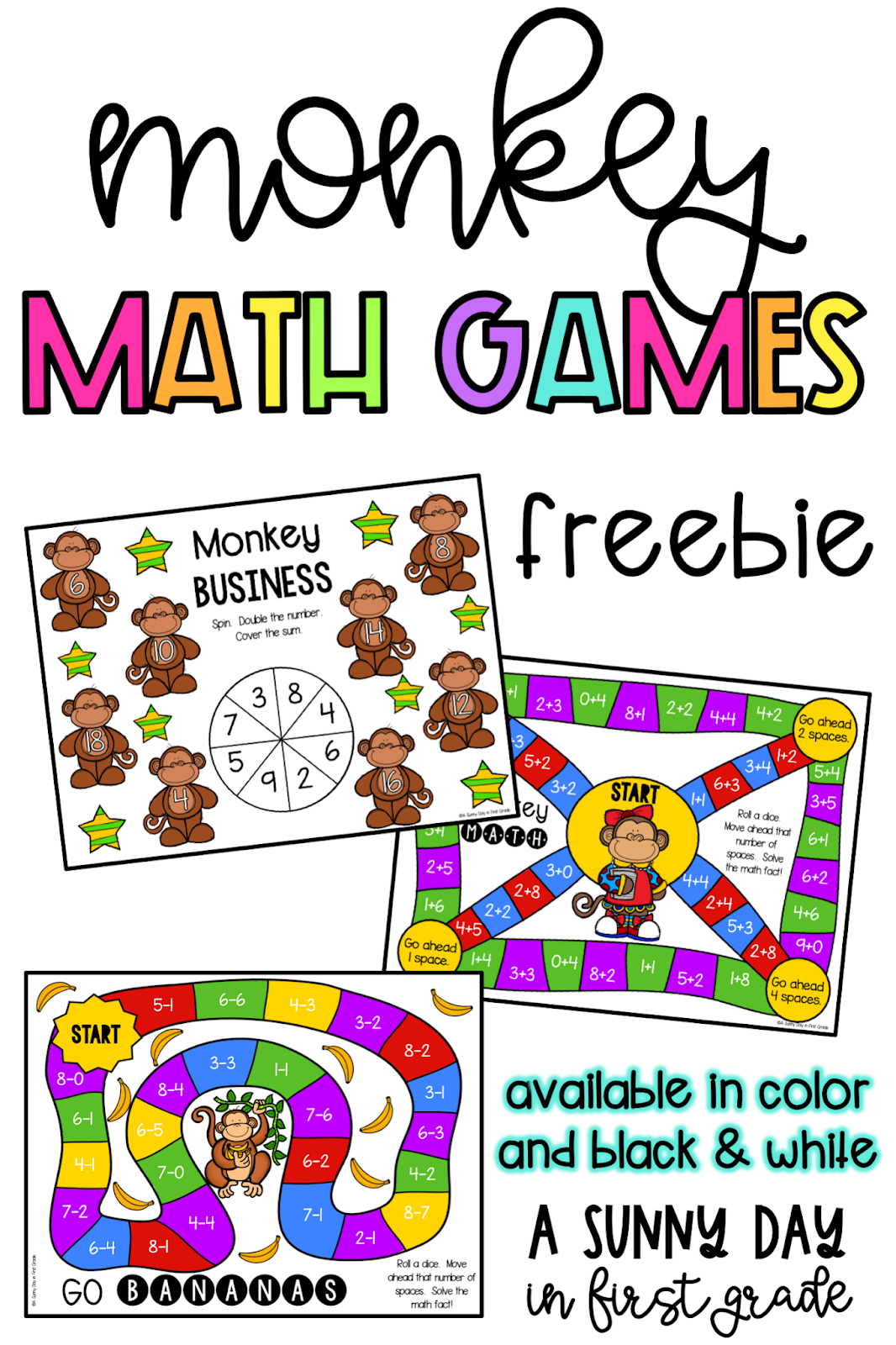 Math Games (freebie) | A Sunny Day in First Grade