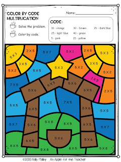 An Apple For The Teacher: Las Posadas Color By Number Math Facts ...