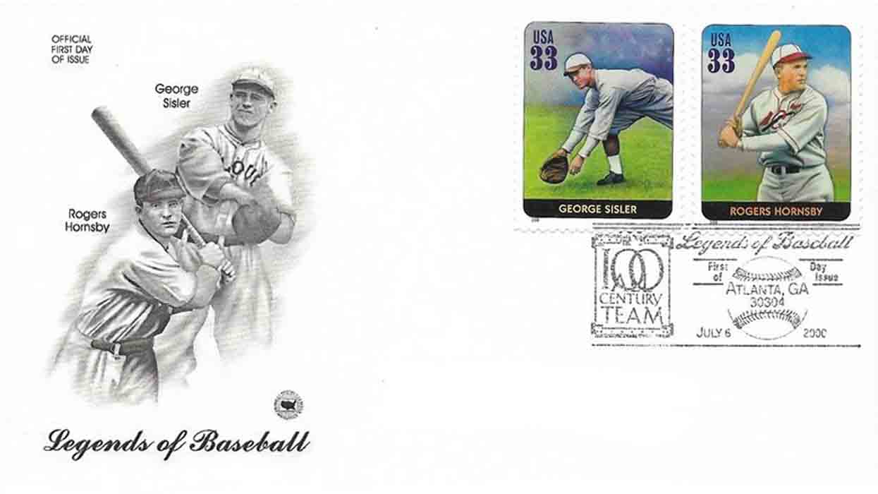 Baseball Stamps & Postmarks: Legends of Baseball : All-Century Team - 2000