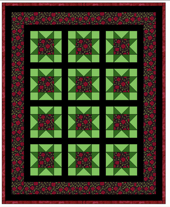 I Quilt, Therefore I Am: Quilt 52: Sawtooth Star Poppies - Quilt Design ...
