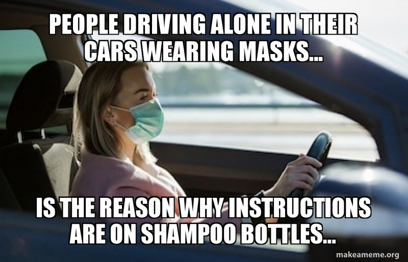 face mask in the car meme