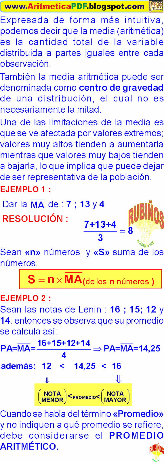 PROMEDIOS EJEMPLOS Y EJERCICIOS RESUELTOS