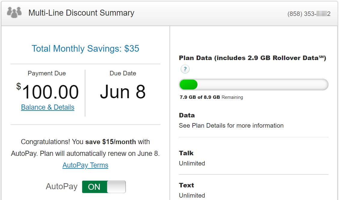 AT&T Prepaid 여러 개 쓸 때는 Multi-Line에 AutoPay로