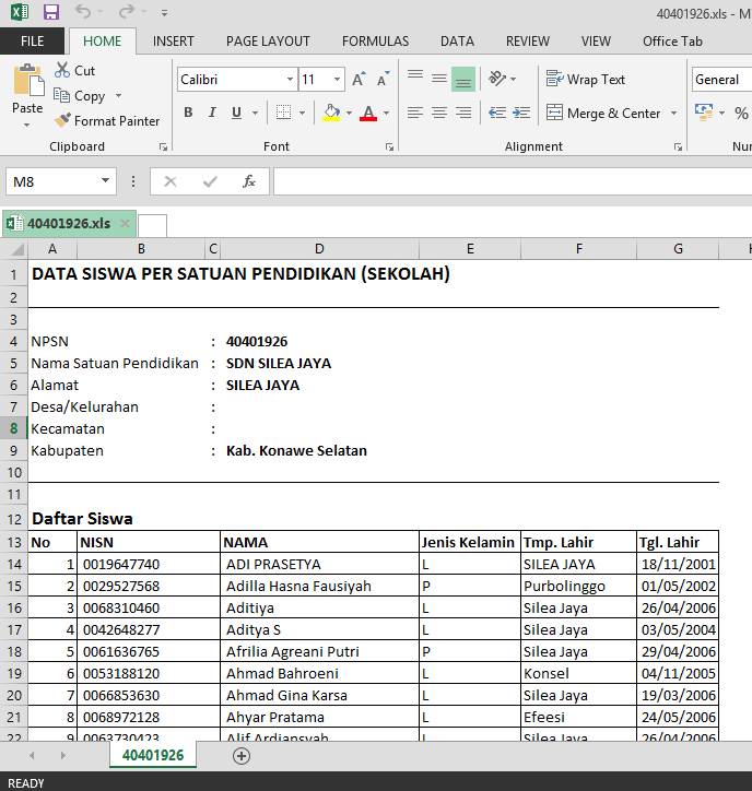 Download Seluruh NISN Ke File Excel ~ RAHMAD NABABAN BLOG