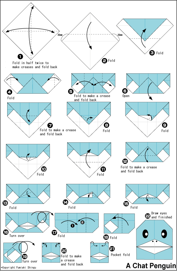 Chat Penguin - Easy Origami instructions For Kids