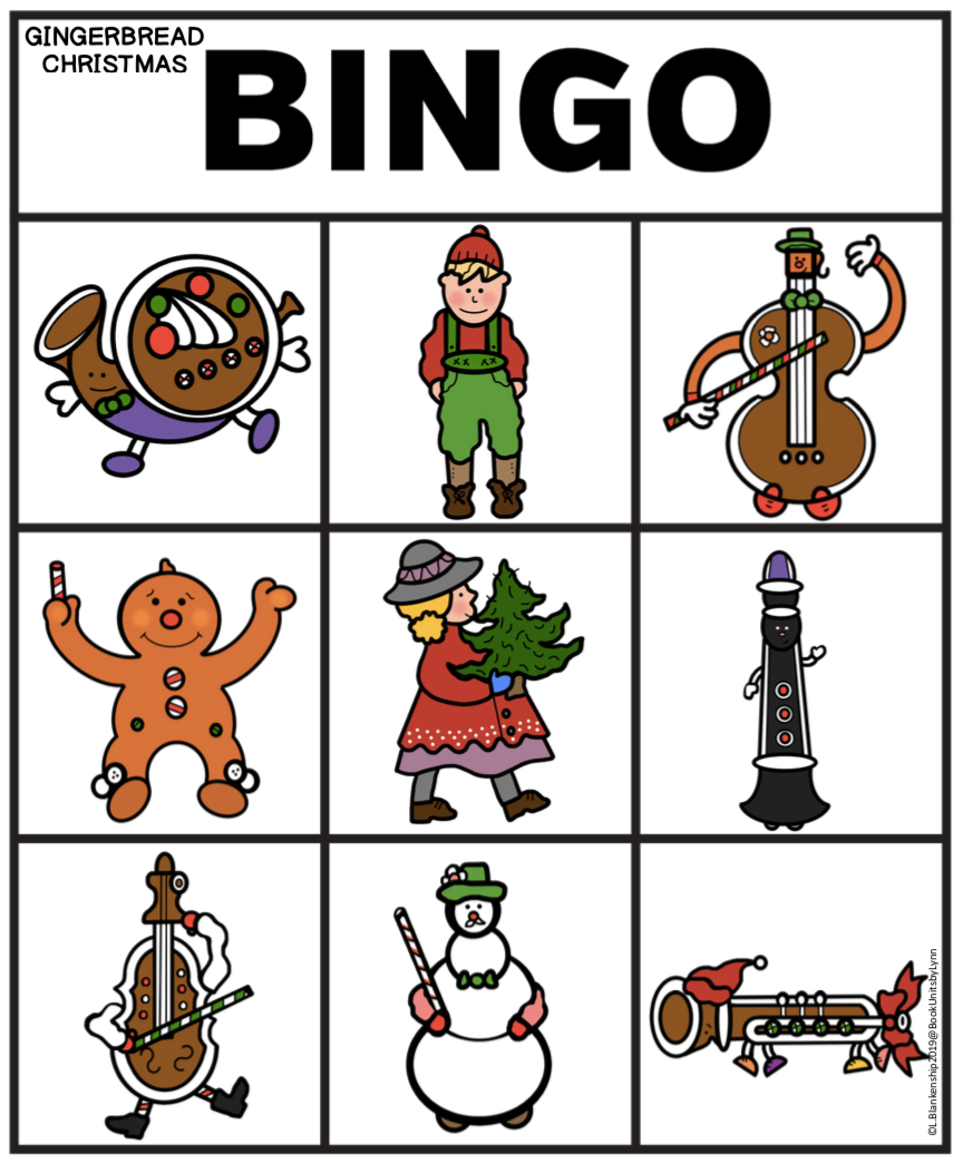 GINGERBREAD CHRISTMAS BINGO ~ Book Units by Lynn
