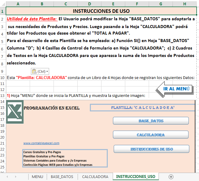 Excel: Cursos y Plantillas Contables: Calculadora