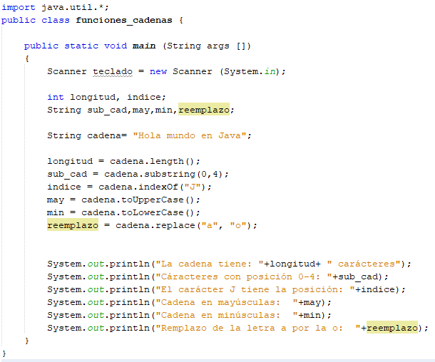 Funciones para Cadenas en Java