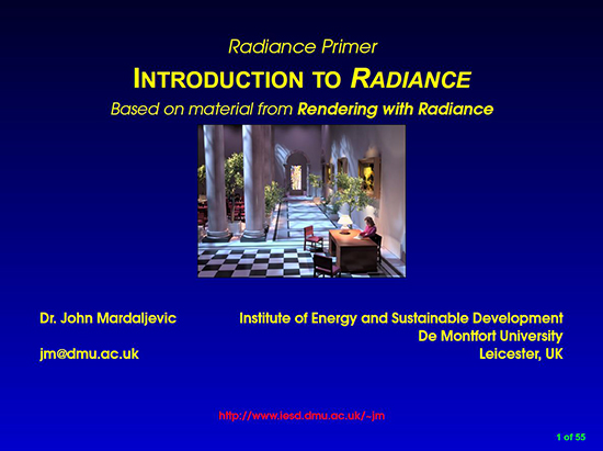 Computational Environmental and Energy Design: Introduction to Radiance