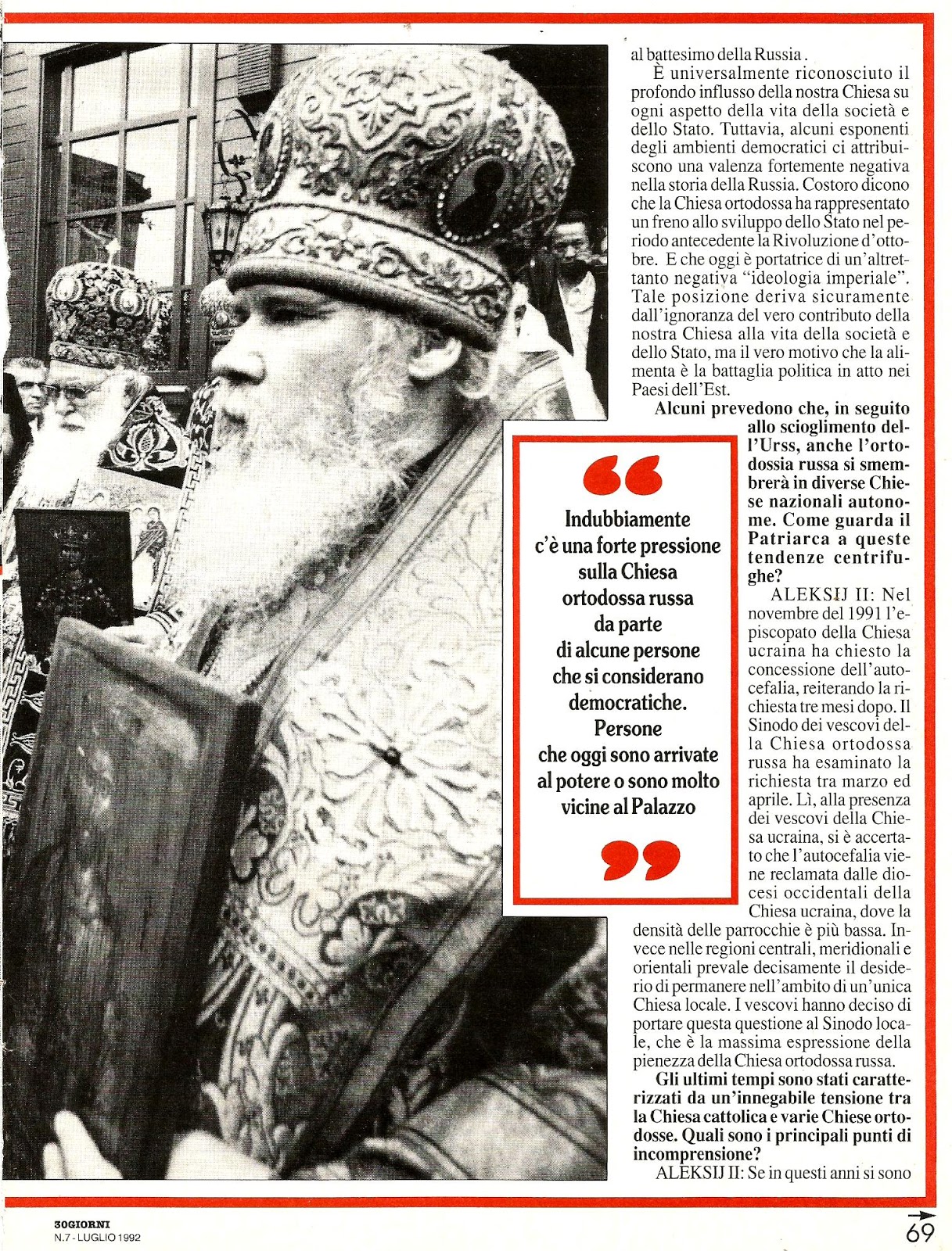 Movimento Salvemini: Intervista ad Alessio II Patriarca della Chiesa ...