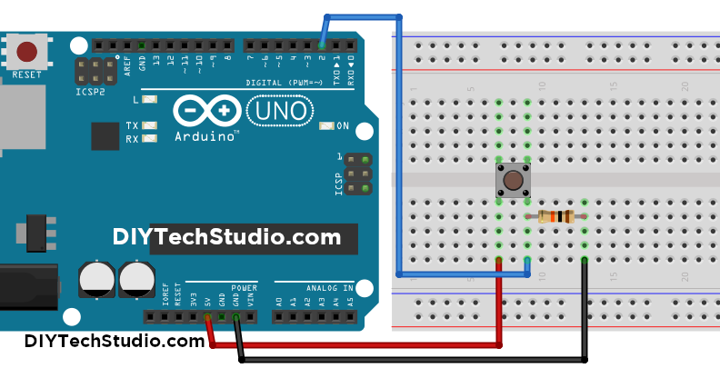 DIYTechStudio: How to connect a Push Button to Arduino UNO (Method 1 ...