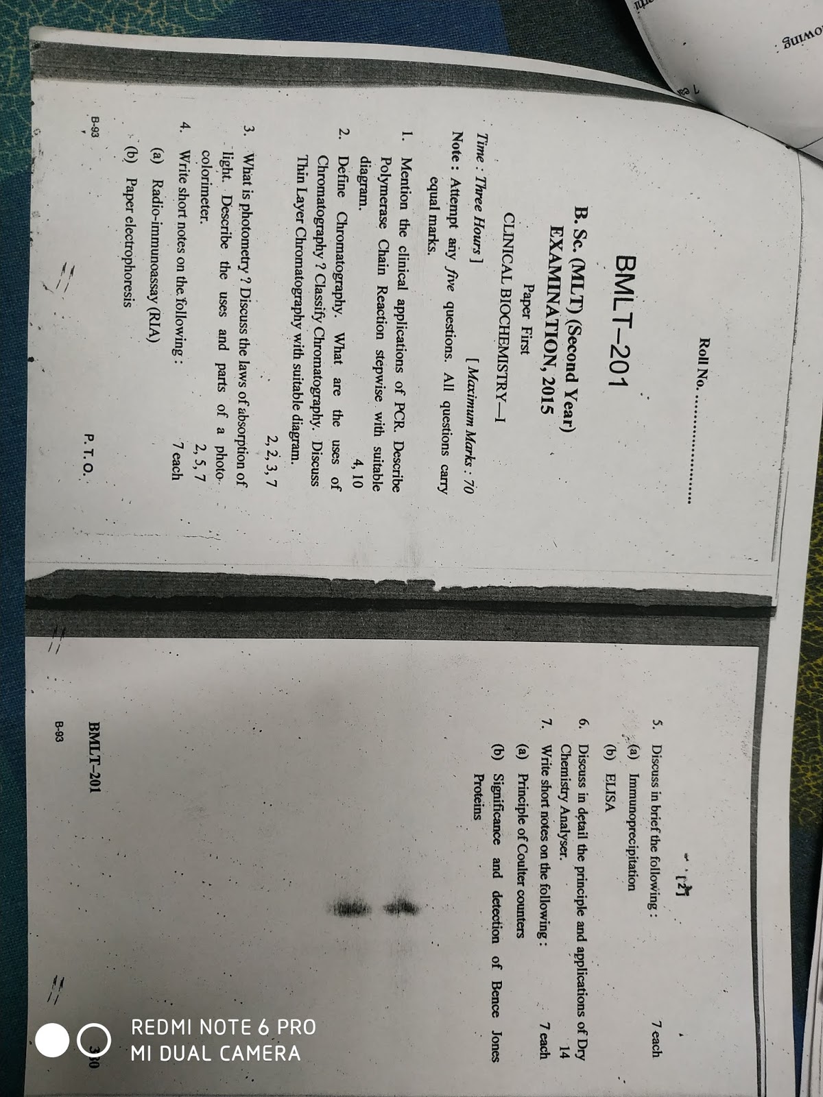 Bsc MLT previous year question bank (HNB Garhwal University)