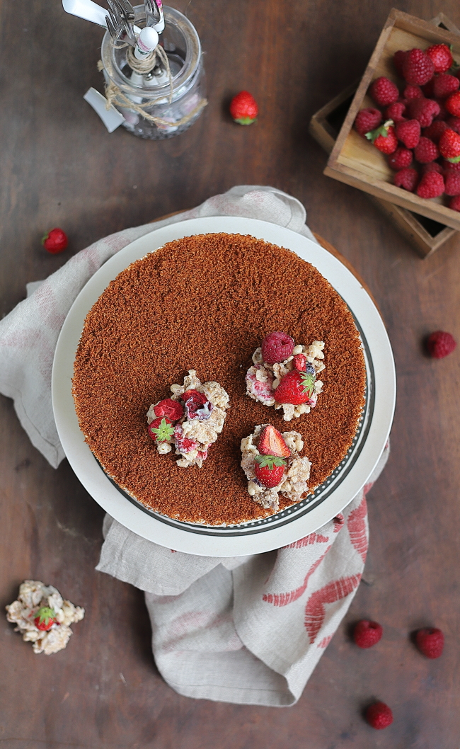 Croustillant fruits rouges et chocolat blanc