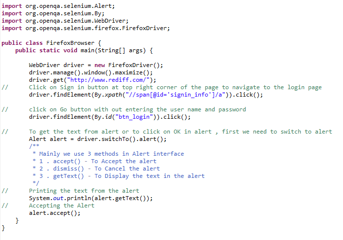 Selenium Webdriver: Handling Pop-up Boxes(Alerts and Confrim Boxes)