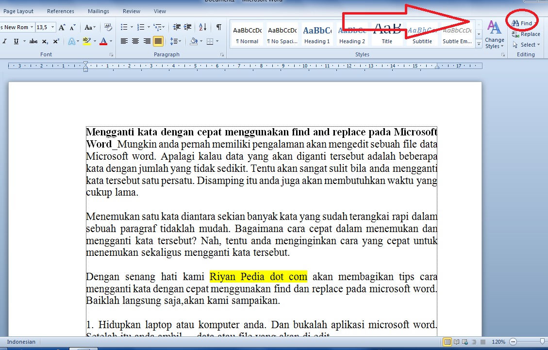 Cara Mengganti Kata Di Word | Kumpulan Kata - Kata Bijak