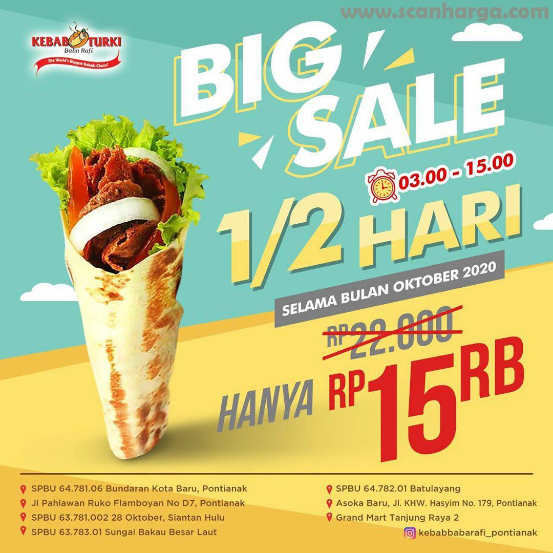 Promo KEBAB TURKI BABA RAFI BIG SALE hanya Rp 15RB* - scanharga