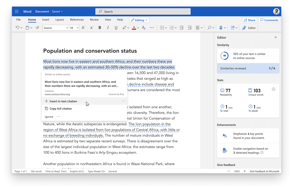 Microsoft Word implementa un detector de plagio basado en Bing | CompuTekni
