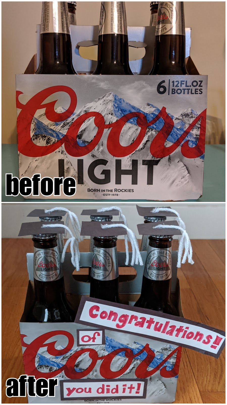 Graduation Gift Ideas - Decorated Beer & Hot Sauce