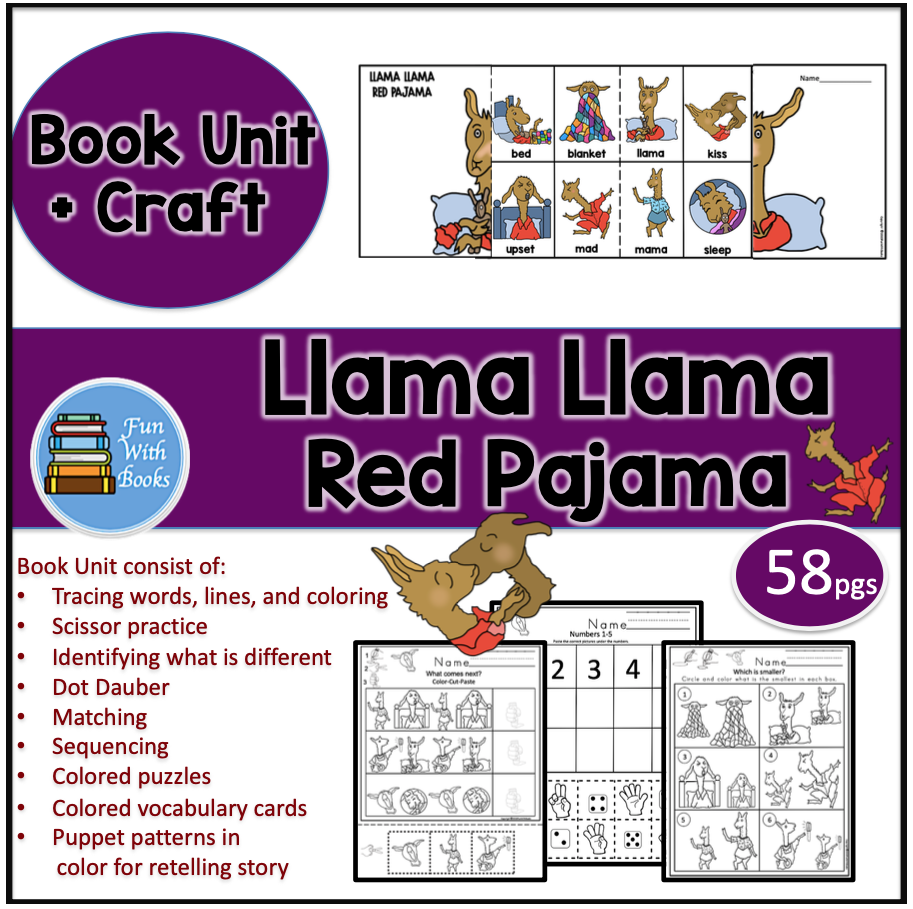 LLAMA LLAMA RED PAJAMA BOOK UNIT & CRAFT ~ Book Units by Lynn