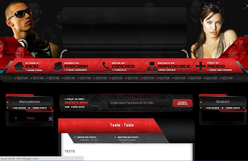 Baixar Templates Para Blog: Template Vermelho Editavel gratis