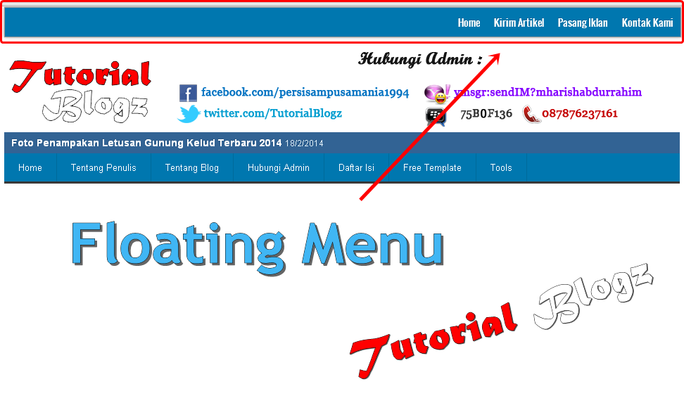 Cara Membuat Menu Melayang (Floating Menu) di Blog - Tutorial Blogz