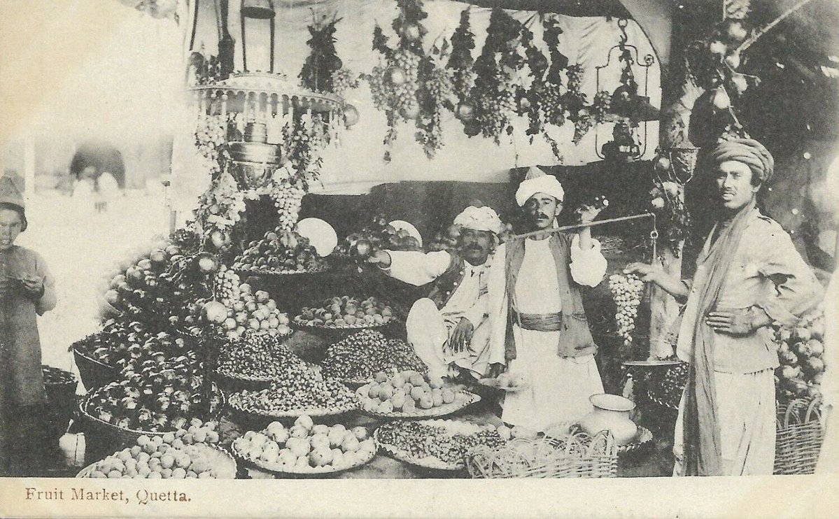 History of Pashtuns: Fruit Market, Quetta Bazaar, Baluchistan, c ...