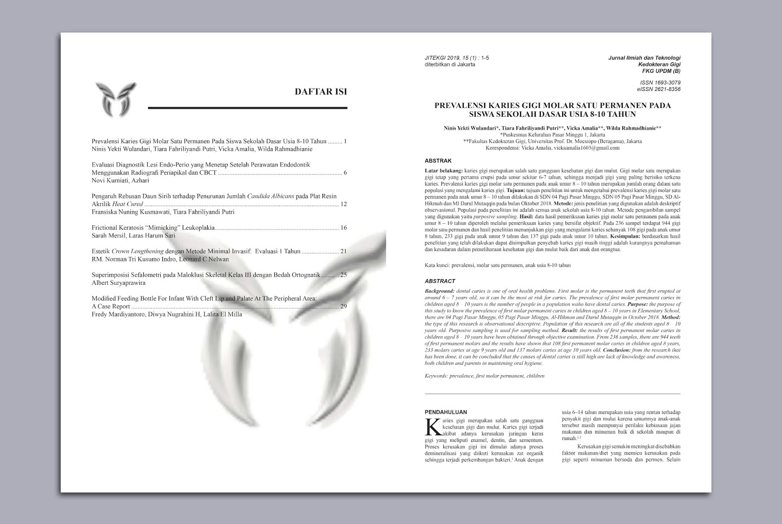 Layout dan Desain Cover Jurnal JITEKGI 2019