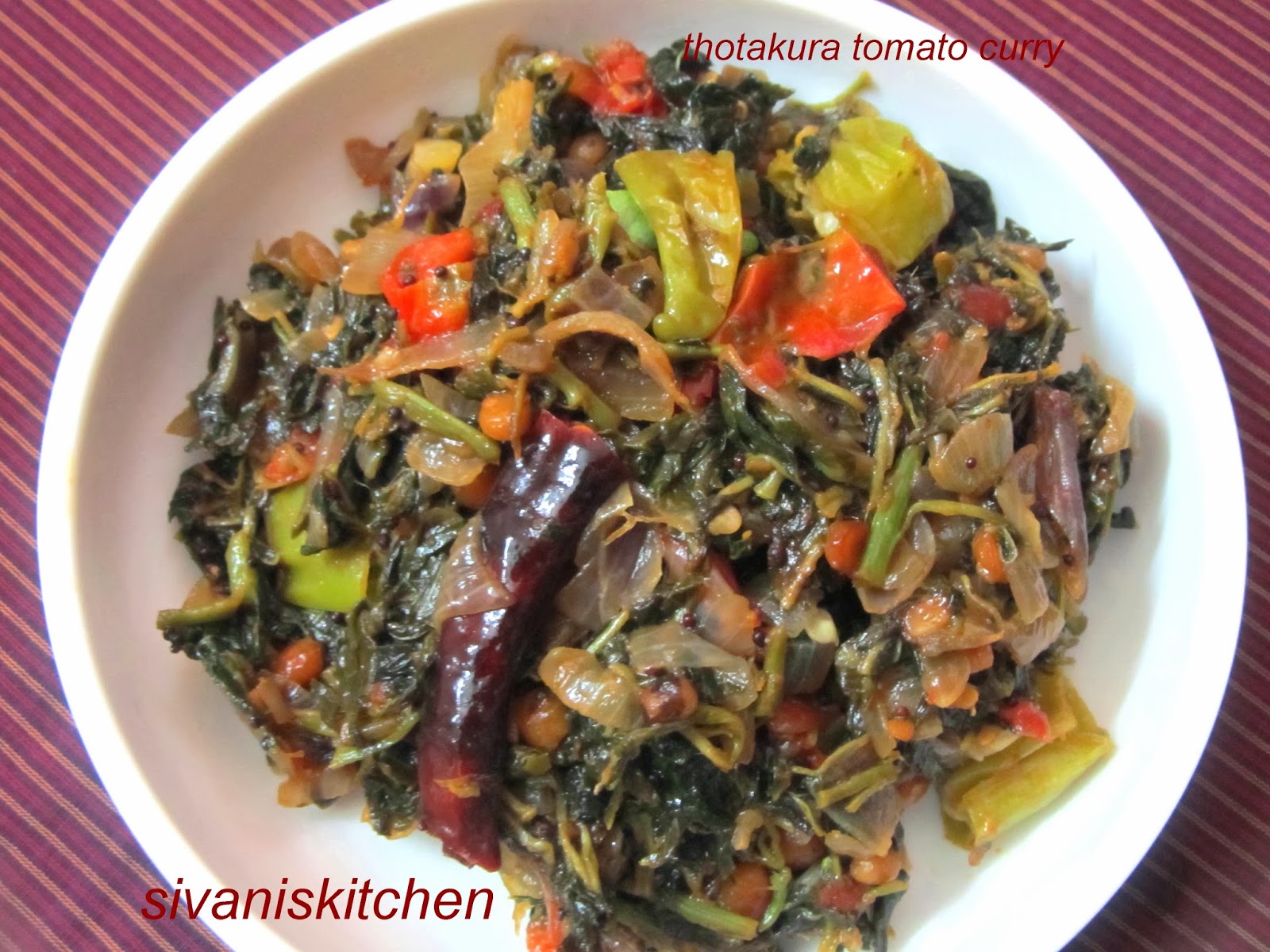 Sivani's Kitchen: Thotakura / Amarnath Leaves Tomato Curry