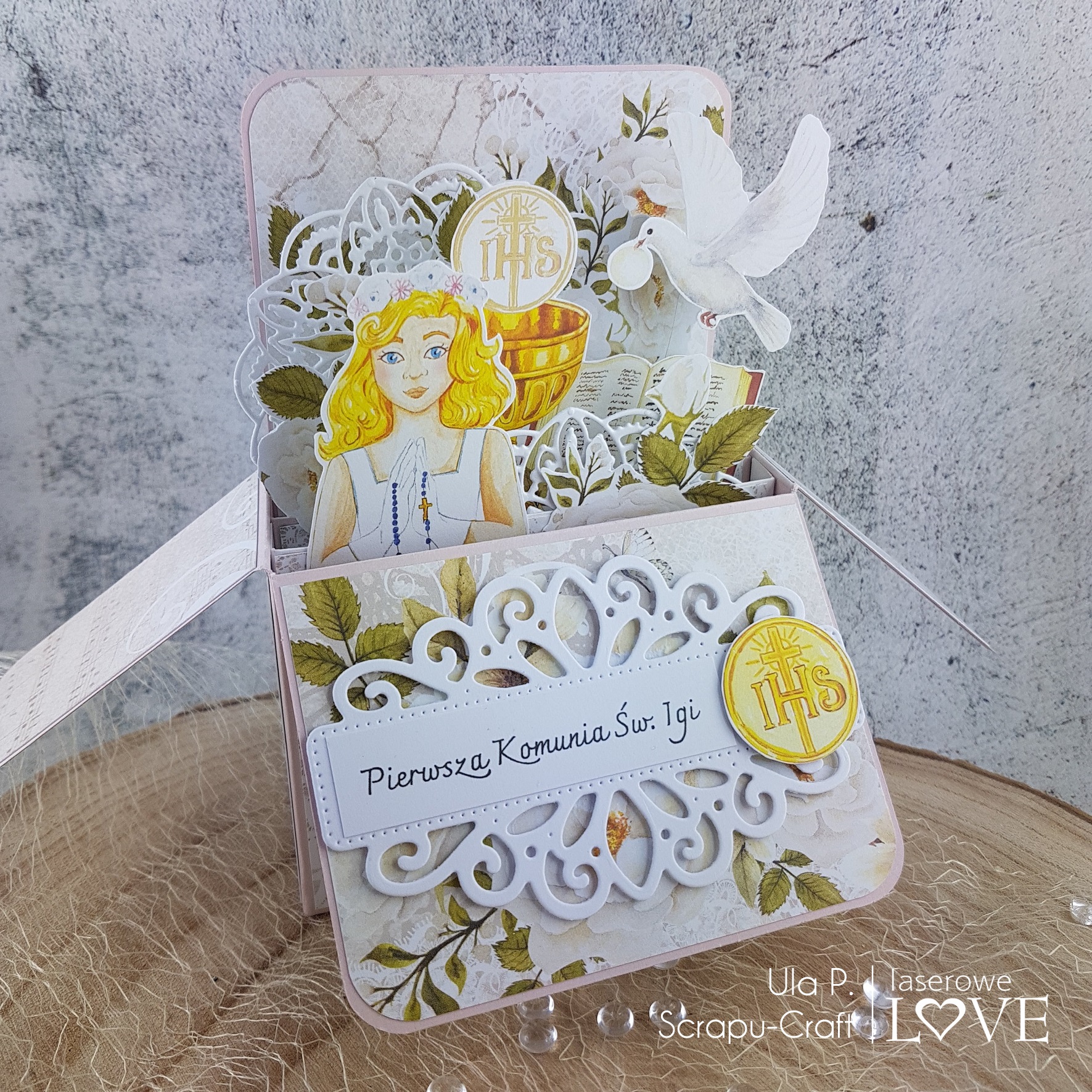 Laserowe LOVE: Kartka Pop Up na Pierwszą Komunię Świętą Pop Up card for ...