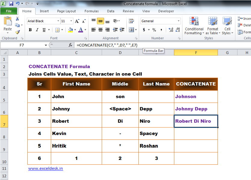 Excel Formulas Concatenate Bring The Text Of Multiple Cells Into One