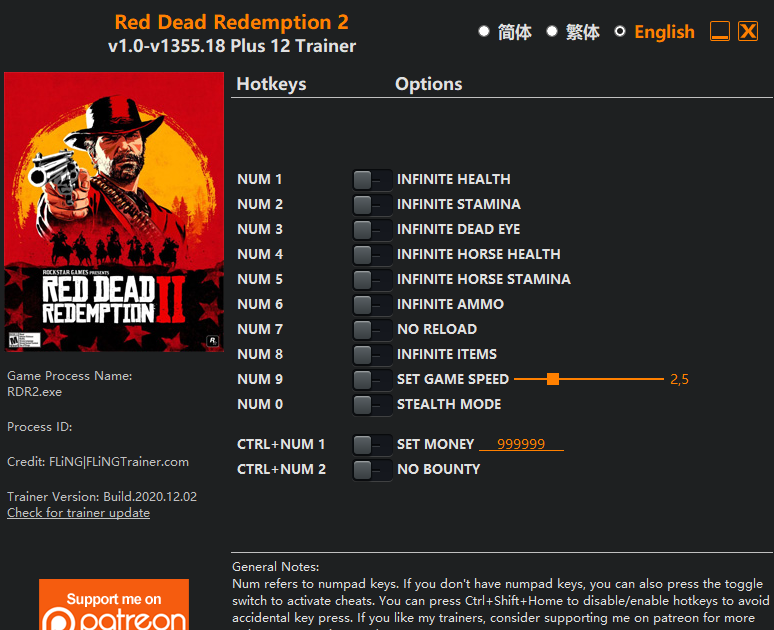 Trainerz 4 All: Red Dead Redemption 2 Trainer +12 v1.0-v1355.18 [FLING]