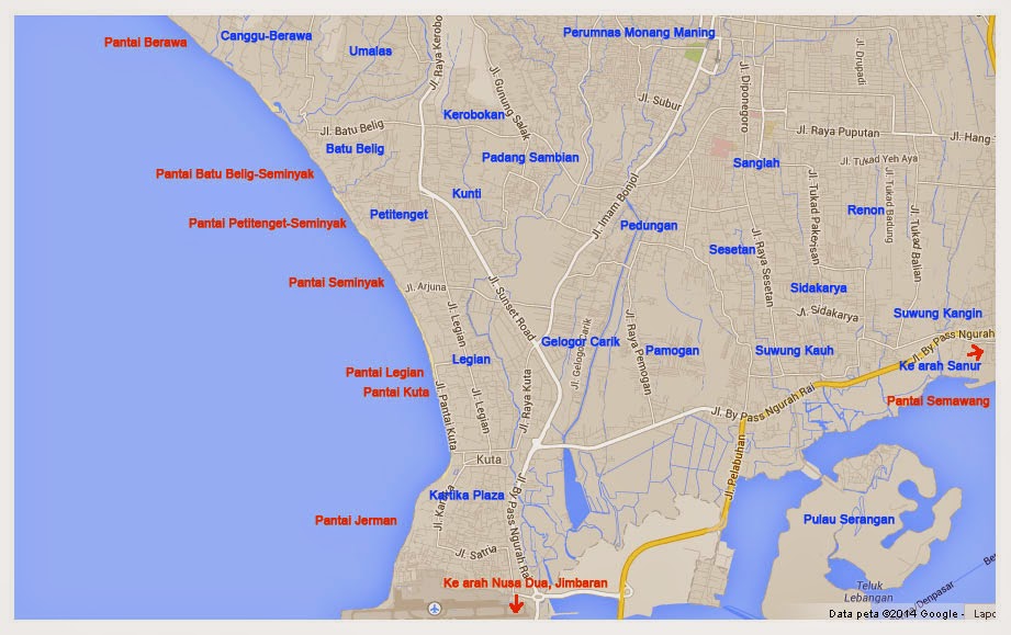 Peta Kuta dan Sekitarnya ~ Kavling Tanah Bali