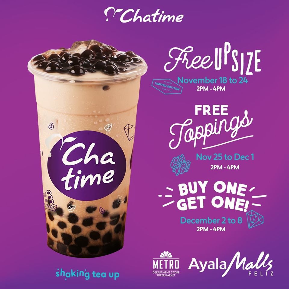 Manila Shopper: Chatime Ayala Malls Feliz Buy1 Get1 Promo: Nov 2019