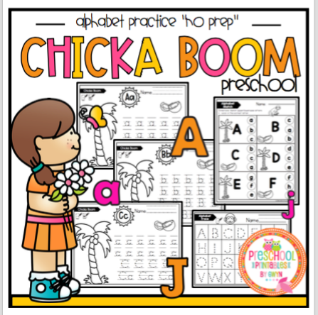Chicka Boom Alphabet Practice "No Prep" ~ Preschool Printables