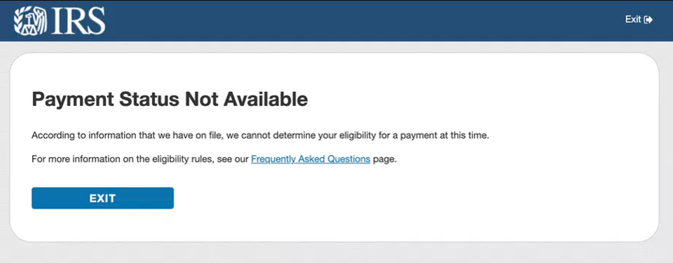 “Payment Status Not Available” Error Message