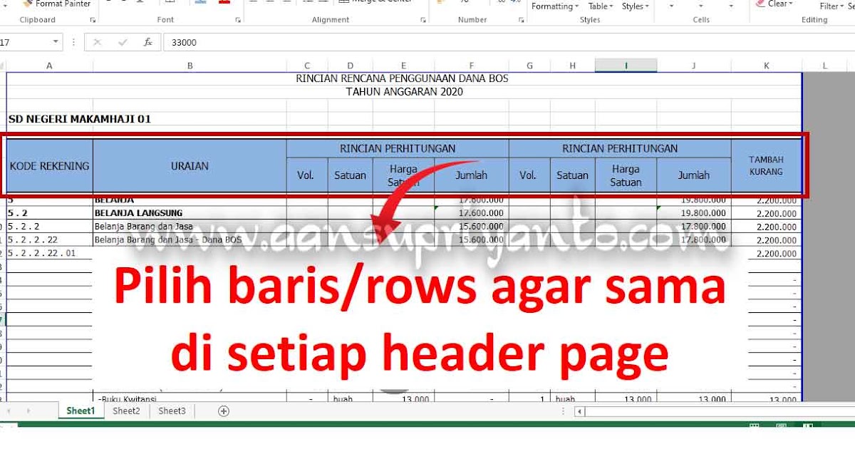 Print Titles, Manfaatkan untuk Membuat Header yang Sama Setiap Page ...