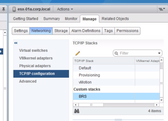 ESXi 6 create TCP/IP stack and manual route