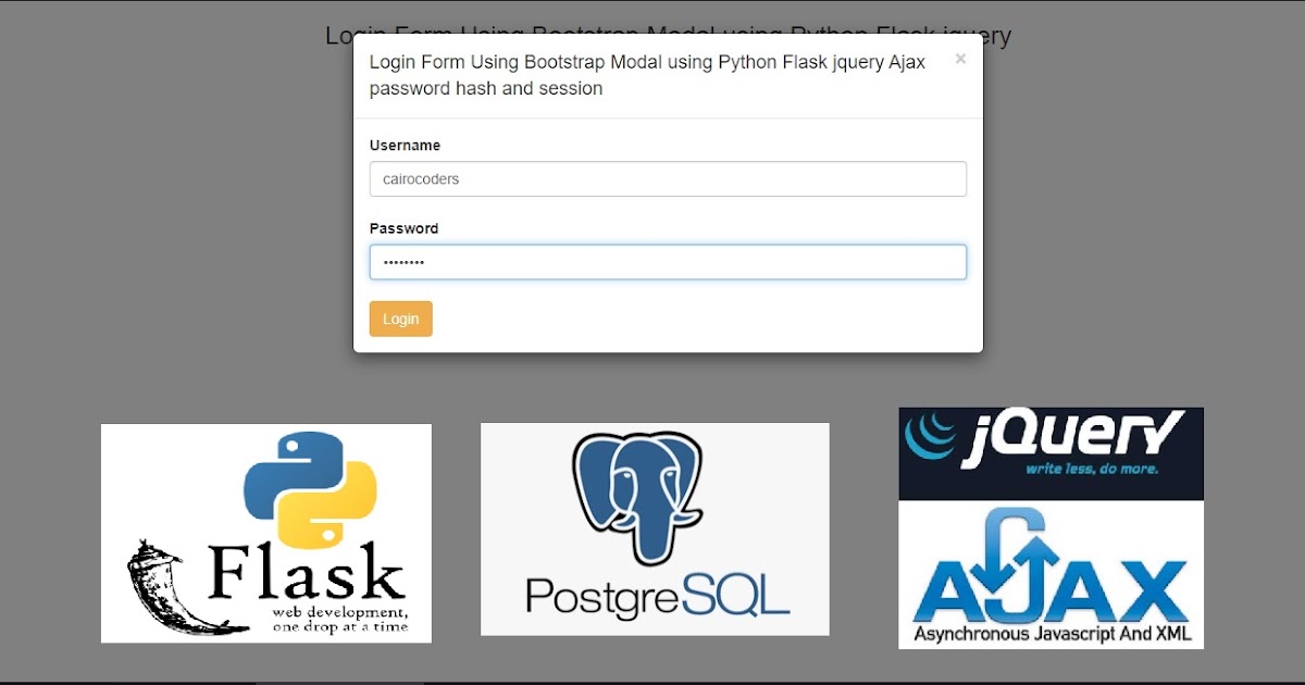 Login Form Using Bootstrap Modal using Python Flask jquery Ajax ...